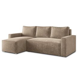 ECKSOFA POTARO LM Beige Chenille mit Schlaffunktion