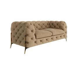 CHESTERFIELD-SOFA 2-Sitzer Lexi Beige Samt