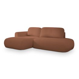 ECKSOFA NUVIRA L-S Kupferfarben Boucle-Stoff mit Schlaffunktion