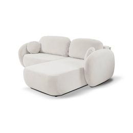 ECKSOFA AMICO R-S Wei&szlig; Geflochtener Stoff mit Schlaffunktion