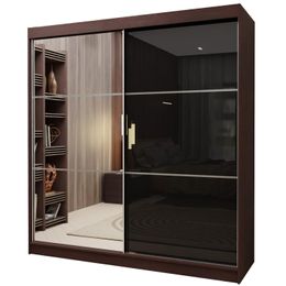 SCHWEBET&Uuml;RENSCHRANK VITALE 200/216/61 cm 2-t&uuml;rig mit Spiegel Wengefarben