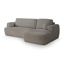 ECKSOFA SENTI N R-S Hellgrau Boucle-Stoff mit Schlaffunktion