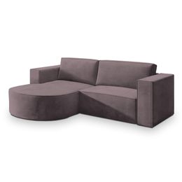 ECKSOFA SORELA M L-S Lila Velours-Stoff mit Schlaffunktion