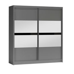 SCHWEBET&Uuml;RENSCHRANK RAKAN 203/215/61 cm 2-t&uuml;rig mit Spiegel Graphitfarben