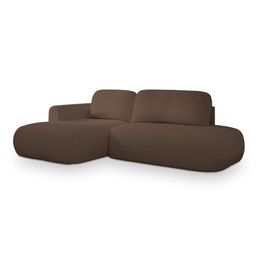 ECKSOFA NUVIRA L-S Braun Boucle-Stoff mit Schlaffunktion