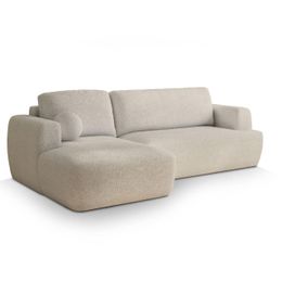 ECKSOFA SENTI N L-S Creme Boucle-Stoff mit Schlaffunktion