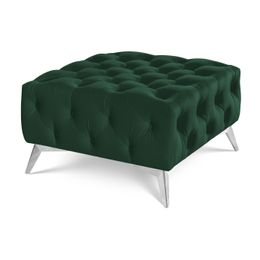 HOCKER Chesterfield Whitby Flaschengr&uuml;n Samt mit silbernen F&uuml;&szlig;en