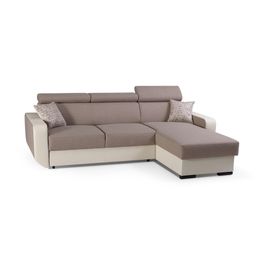 ECKSOFA PALAZZO Braun Geflochtener Stoff mit Schlaffunktion