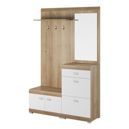 GARDEROBENSCHRANK AURA 135/197/34 cm Modern Garderobe-Set Eichefarben