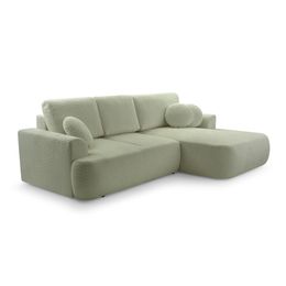 ECKSOFA FILO Gr&uuml;n Boucle-Stoff mit Schlaffunktion