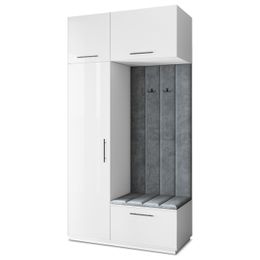 GARDEROBENSCHRANK REMA 120/240/60 cm Modern Garderobe-Set Wei&szlig;
