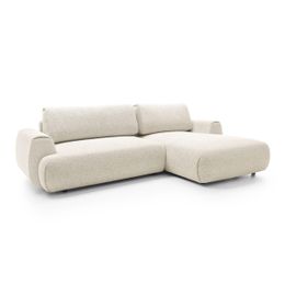 ECKSOFA ZEST Creme Geflochtener Stoff mit Schlaffunktion