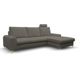 ECKSOFA VERONA R-S Grau Geflochtener Stoff mit Schlaffunktion