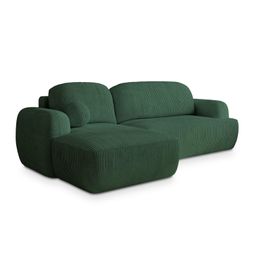 ECKSOFA MODENZA P L-S Gr&uuml;n Kordstoff mit Schlaffunktion