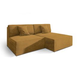 ECKSOFA FIORO M Gelb Velours-Stoff mit Schlaffunktion