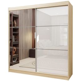 SCHWEBET&Uuml;RENSCHRANK VITALE 200/216/61 cm 2-t&uuml;rig mit Spiegel Sonoma Eiche
