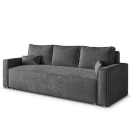 BETTSOFA MENI LM Grau Chenille-Stoff mit Schlaffunktion