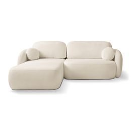 ECKSOFA AMICO L-S Creme Geflochtener Stoff mit Schlaffunktion