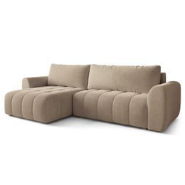 ECKSOFA MODARO CL Beige Samtstoff mit Schlaffunktion