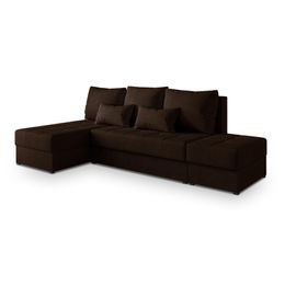 ECKSOFA NORVI Braun Geflochtener Stoff mit Schlaffunktion