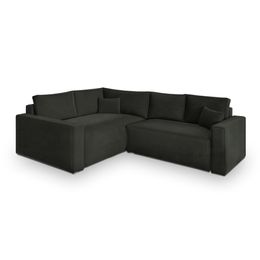 ECKSOFA ERONIS L-S Schwarz Velours-Stoff mit Schlaffunktion