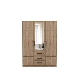 DREHT&Uuml;RENSCHRANK FIORA 149/200/57,5 cm 3-t&uuml;rig mit Spiegel Eiche Artisan