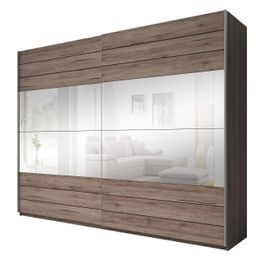SCHWEBET&Uuml;RENSCHRANK GALASSIA 270/210/61 cm 2-t&uuml;rig mit Spiegel Kastanienfarben