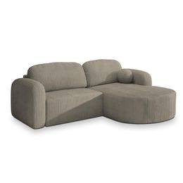 ECKSOFA AMILIA P R-S Beige Kordstoff mit Schlaffunktion