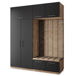 GARDEROBENSCHRANK REMA 200/240/60 cm Modern Garderobe-Set Eiche Lefkas
