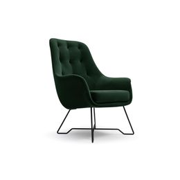 SESSEL SEDUTA, Modern Polstersessel Loungesessel, Velours-Stoff Gr&uuml;n