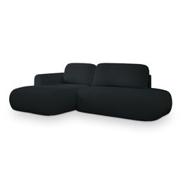 ECKSOFA NUVIRA L-S Schwarz Boucle-Stoff mit Schlaffunktion