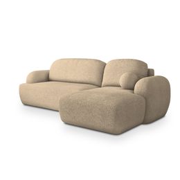 ECKSOFA MODENZA N R-S Creme Boucle-Stoff mit Schlaffunktion