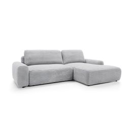 ECKSOFA OSSO Grau Velours-Stoff mit Schlaffunktion