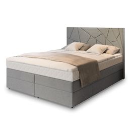 BOXBETT TRANI 140x200 cm mit Matratze und Topper - Hellgrau