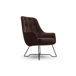 SESSEL SEDUTA, Modern Polstersessel Loungesessel, Velours-Stoff Braun
