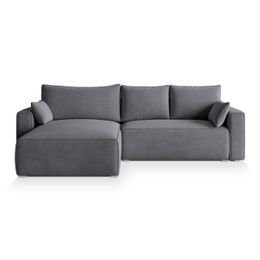 ECKSOFA FORIL Grau Velours-Stoff mit Schlaffunktion