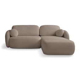 ECKSOFA AMICO R-S Braun Geflochtener Stoff mit Schlaffunktion