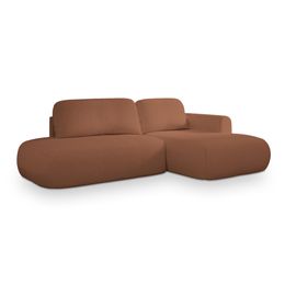 ECKSOFA NUVIRA R-S Kupferfarben Boucle-Stoff mit Schlaffunktion