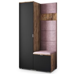 GARDEROBENSCHRANK LORI 95/181/51 cm Modern Garderobe-Set Eiche Lefkas
