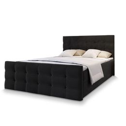 BOXBETT AMON 160x200 cm mit Matratze und Topper - Schwarz