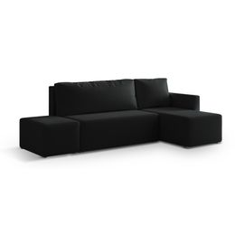 ECKSOFA VELOTTI R-S Schwarz Boucle-Stoff mit Schlaffunktion