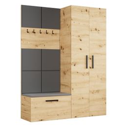 GARDEROBENSCHRANK MODULO 160,6/204/40 cm Modern Garderobe-Set Eiche Artisan