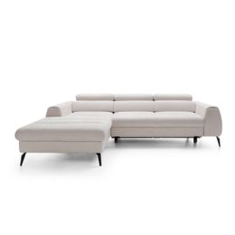 ECKSOFA NOTE Creme Chenille mit Schlaffunktion