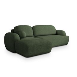 ECKSOFA MODENZA N L-S Gr&uuml;n Boucle-Stoff mit Schlaffunktion