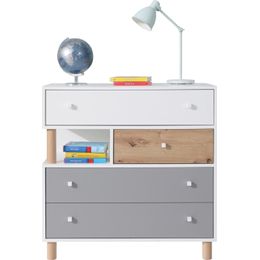 KOMMODE SANNIO 90/90/40cm mit Schubladen T&uuml;ren Wei&szlig;