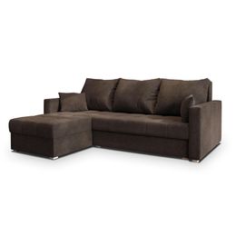 ECKSOFA NIDA Braun Geflochtener Stoff mit Schlaffunktion