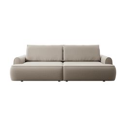 BETTSOFA MARE Beige Pl&uuml;sch-Stoff mit Schlaffunktion