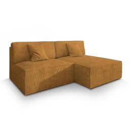 ECKSOFA FIORO P Gelb Kordstoff mit Schlaffunktion