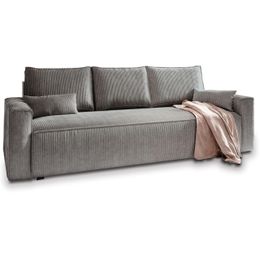 BETTSOFA MENI Grau Kordstoff mit Schlaffunktion