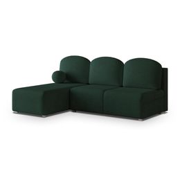 ECKSOFA TRAMA Gr&uuml;n Geflochtener Stoff mit Schlaffunktion